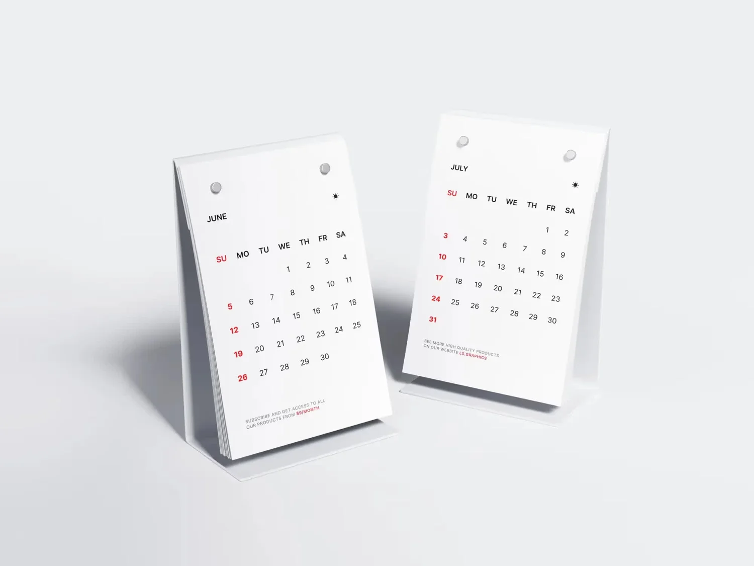Realistic Desk Calendars Mockup