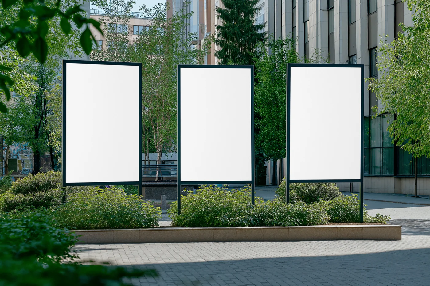 Free Three Posters in the Big City Mockup