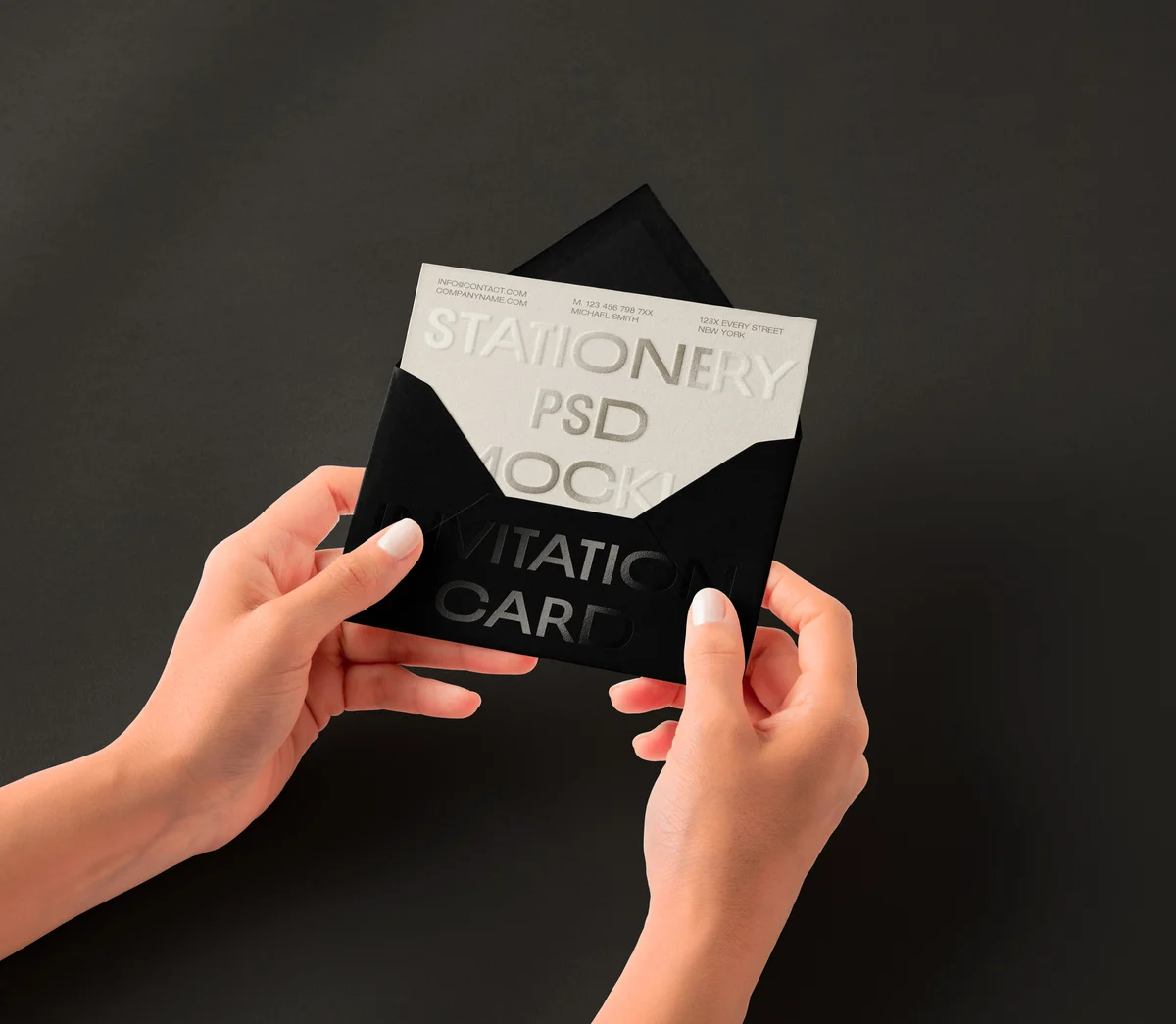 Hands Holding Invitation PSD Stationary Mockup