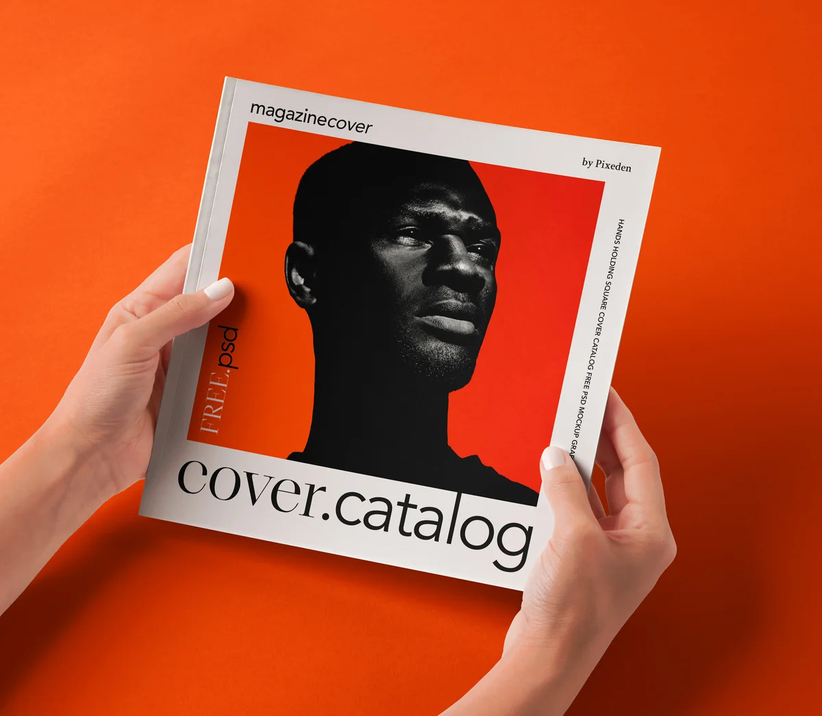 Hands Holding Square Cover Psd Catalog Mockup
