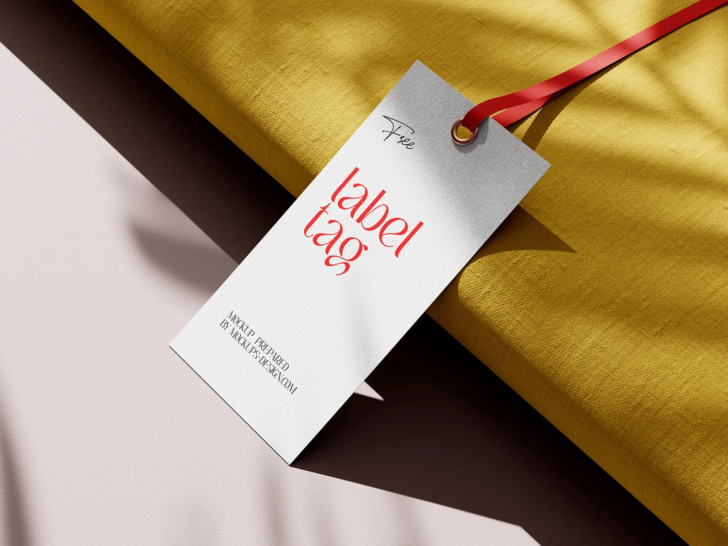 Free Rectangle Label Tag Mockup with Ribbon