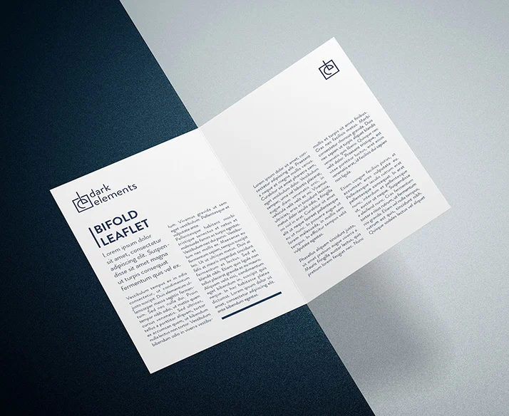 Dark Elements / Bifold Leaflet Mockup