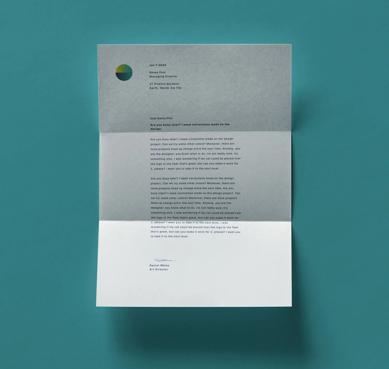 Folded A4 Letterhead Mockup
