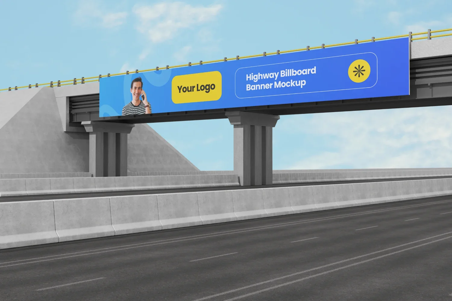 Highway Billboard Banner Mockup