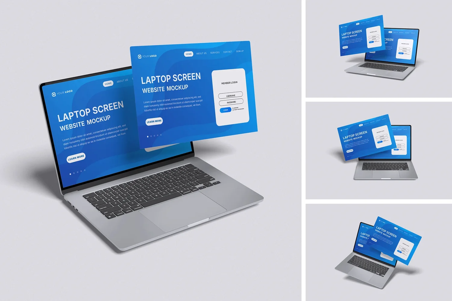 Laptop Screen Website Mockup