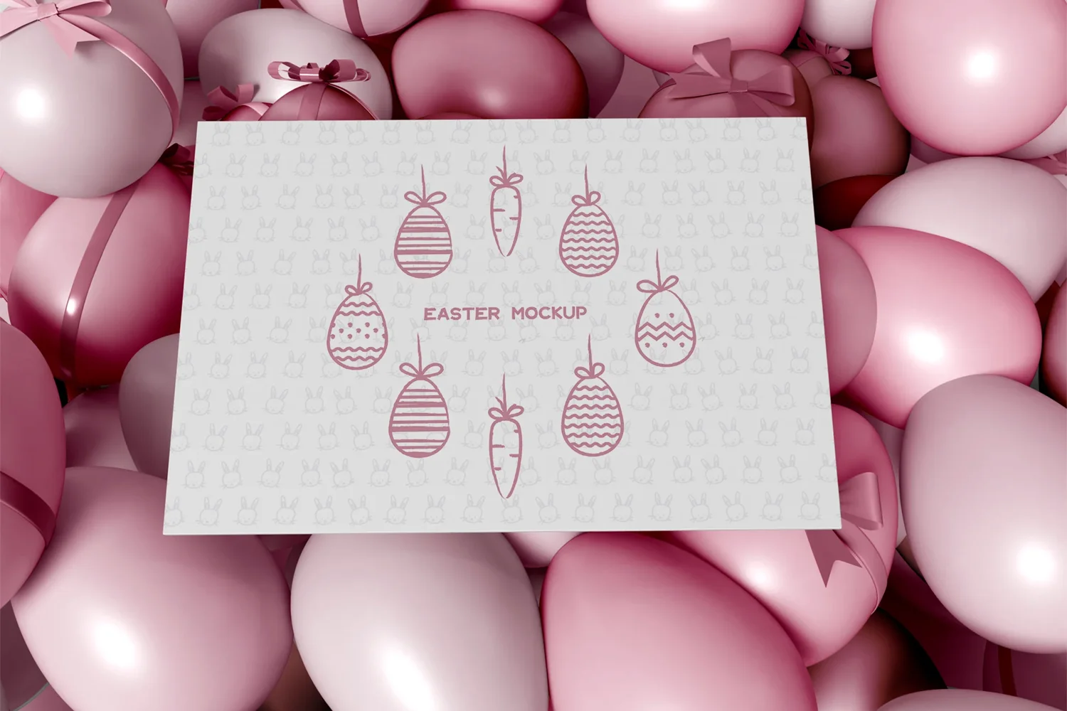 Easter Card Layout With Eggs Mockup