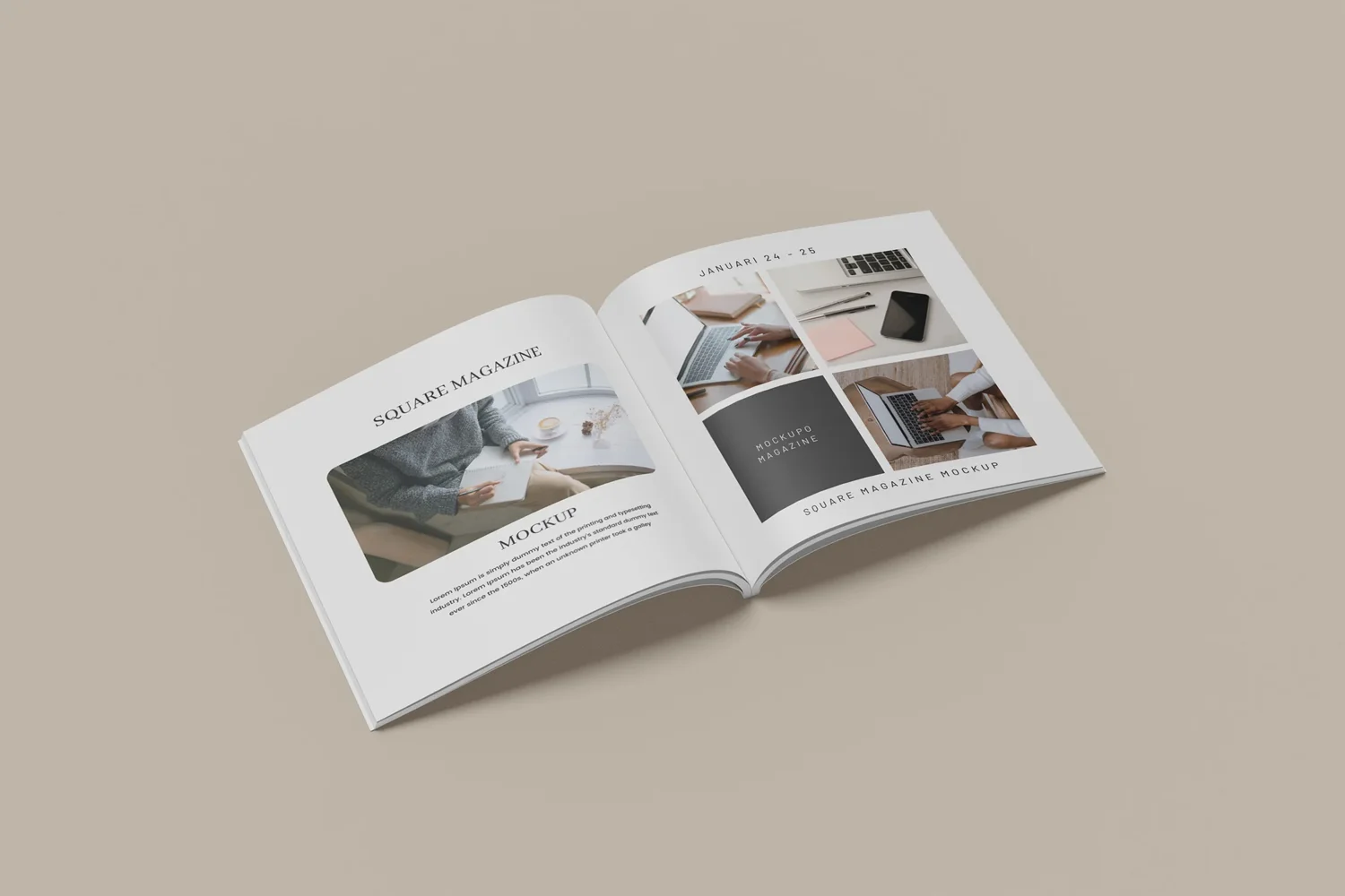 Square Magazine Mockup / Spread & Pages