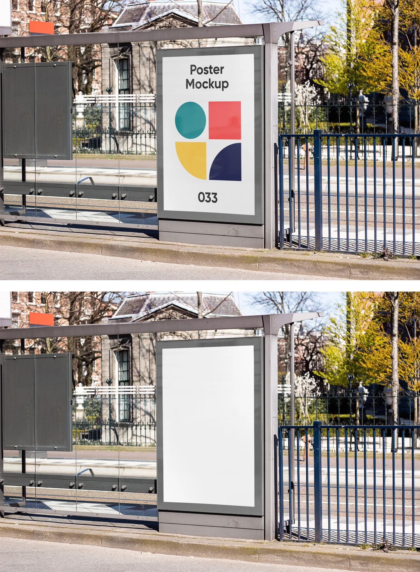 Poster on Bus Stop Mockup