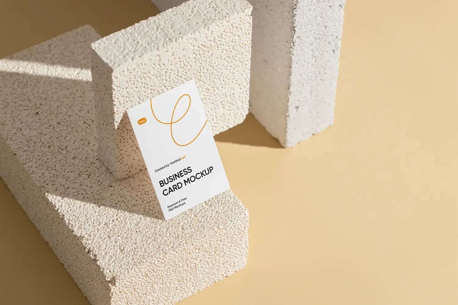 Vertical Business Card With Brick Mockup