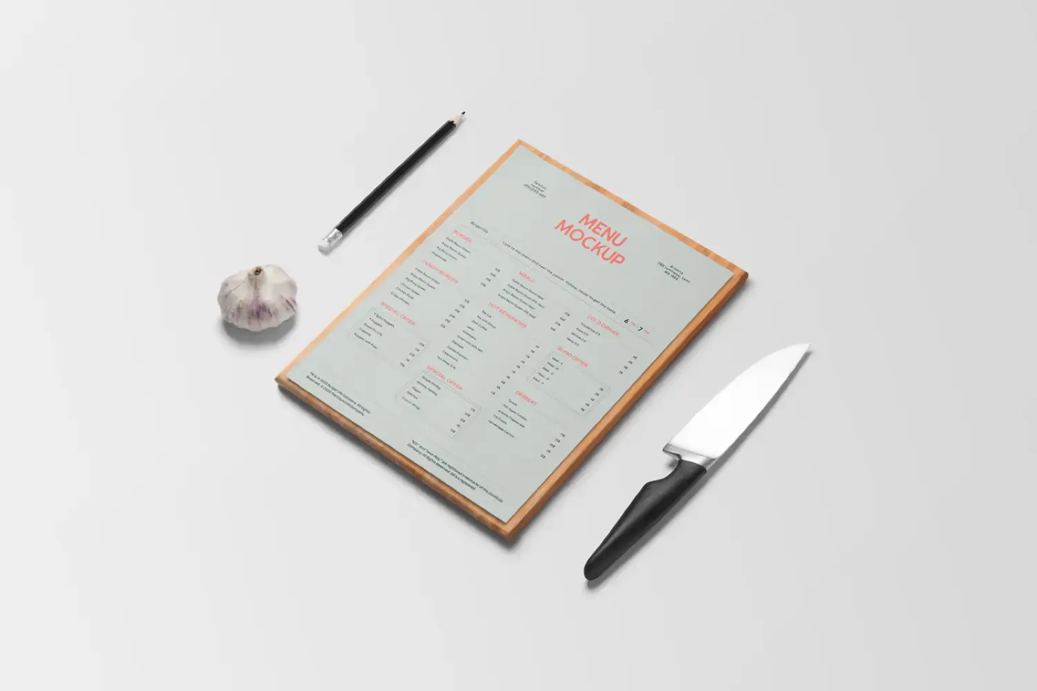 Menu With Knife Mockup