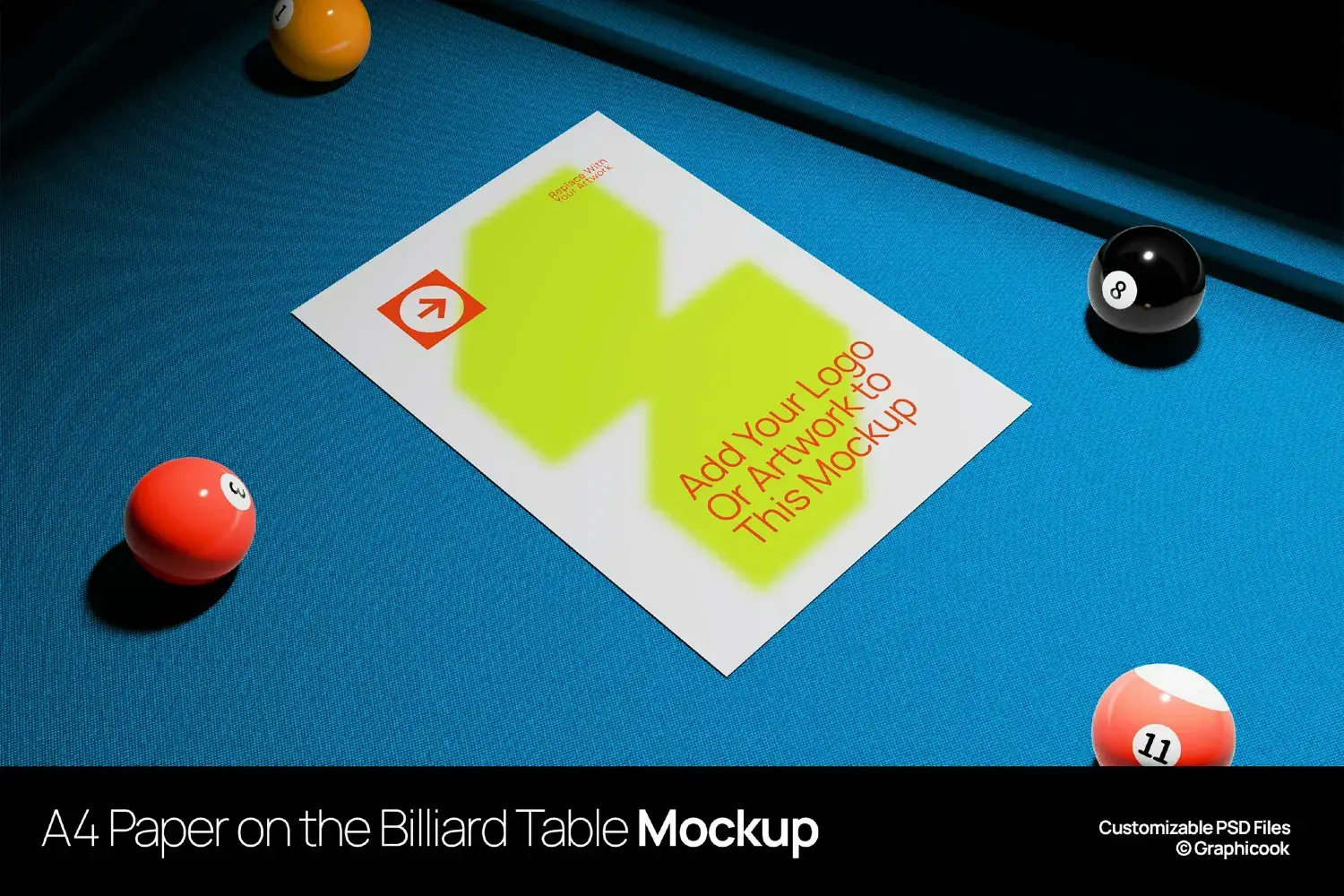A4 Paper On The Billiard Table Mockup