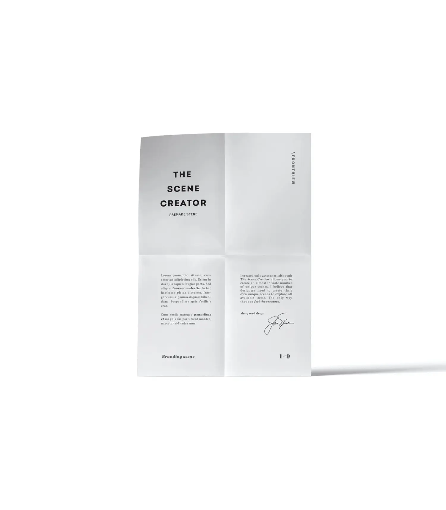 Free Vertical Bent Paper Mockup V2 Front View