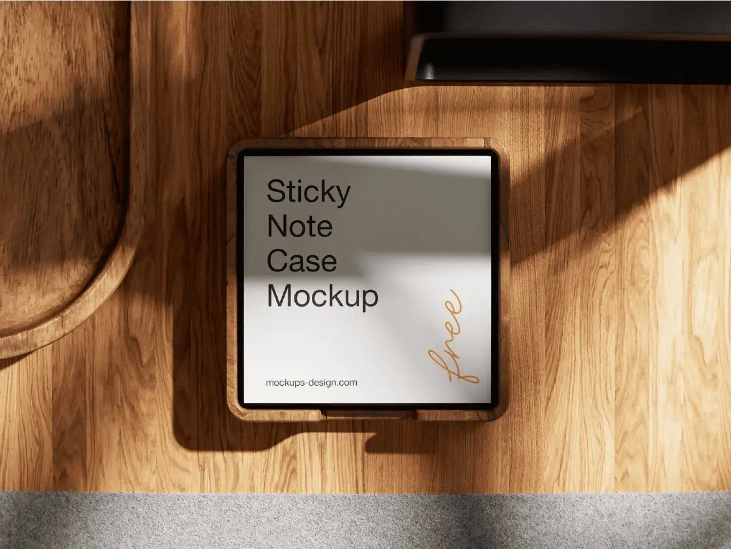 Wooden Sticky Note Case Mockup
