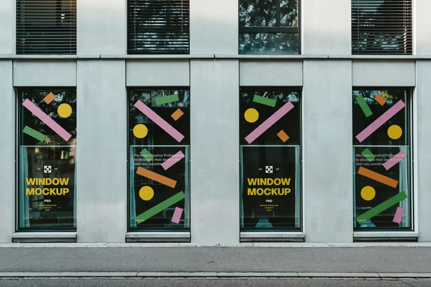 Free Four Front View Window Mockups