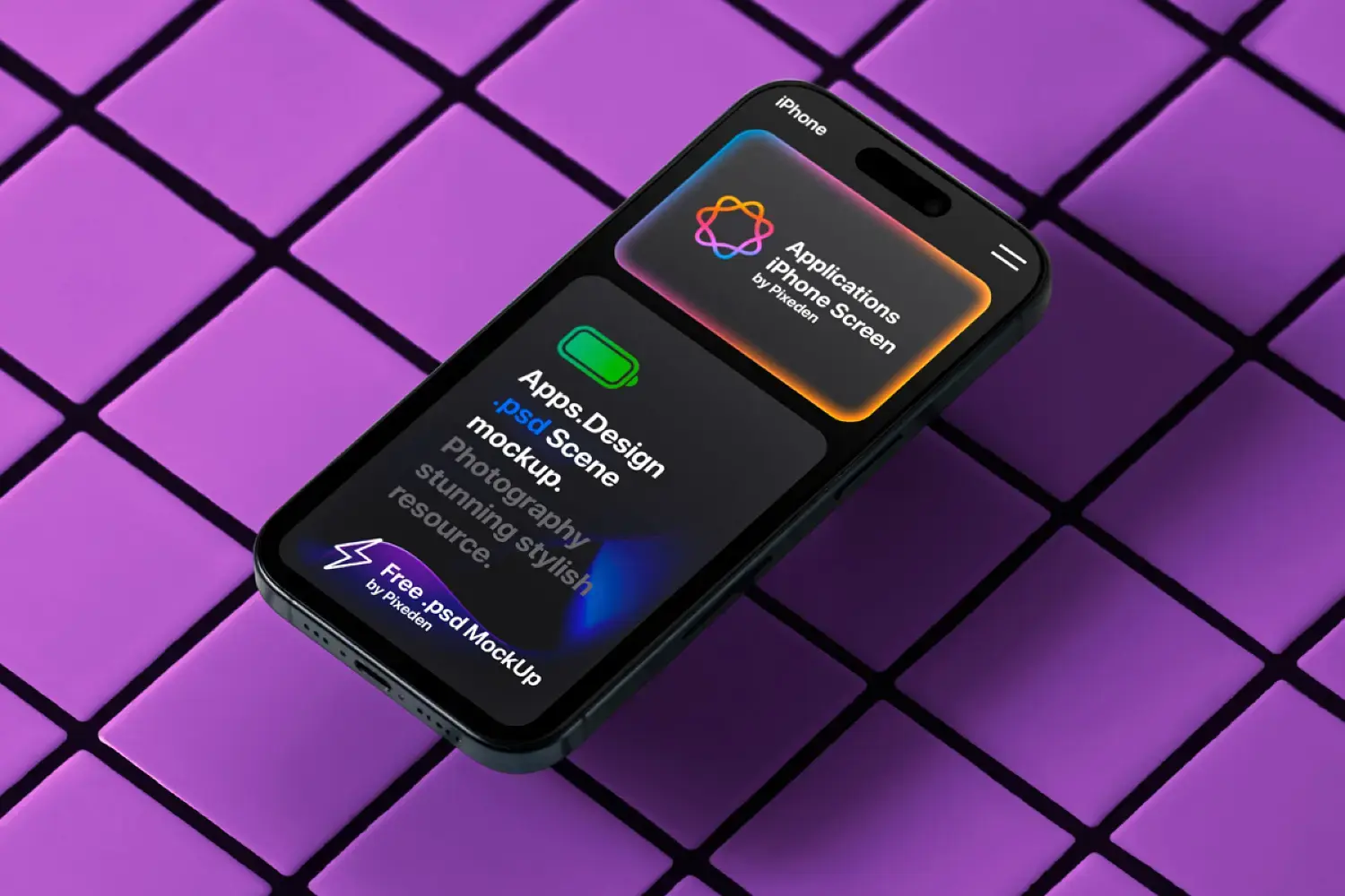 iPhone Pro Scene Showcase Screen PSD Mockup
